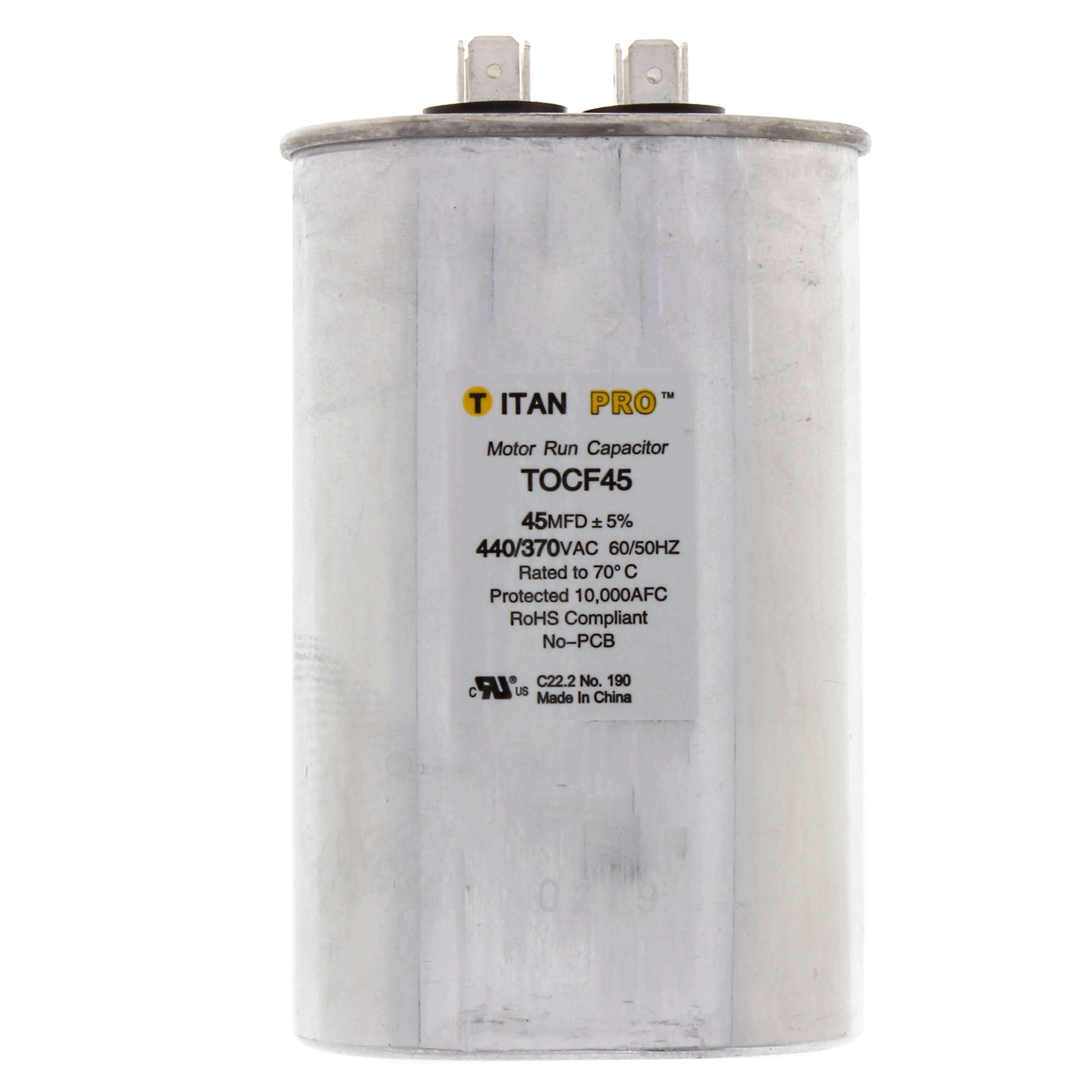 Trcfd455 Capacitor TOCF45 Motor Run Capacitor 45 MFD - 4-15/16 Inch ...